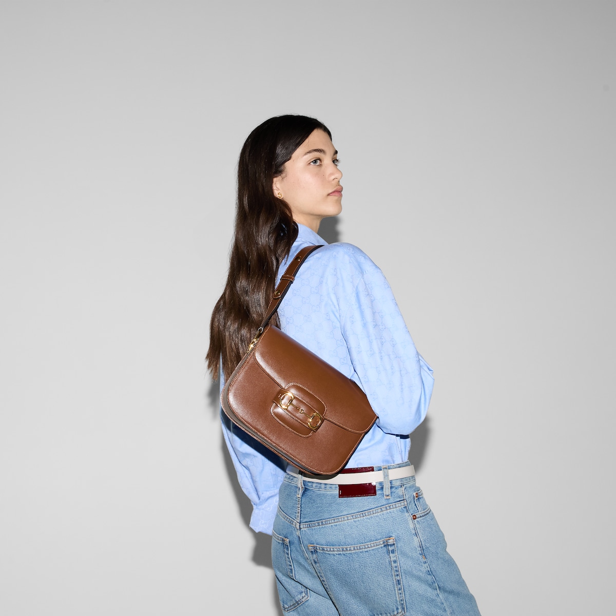 棕色皮革 Gucci Horsebit 1955系列小号肩背包 -古驰GUCCI中国官方网站