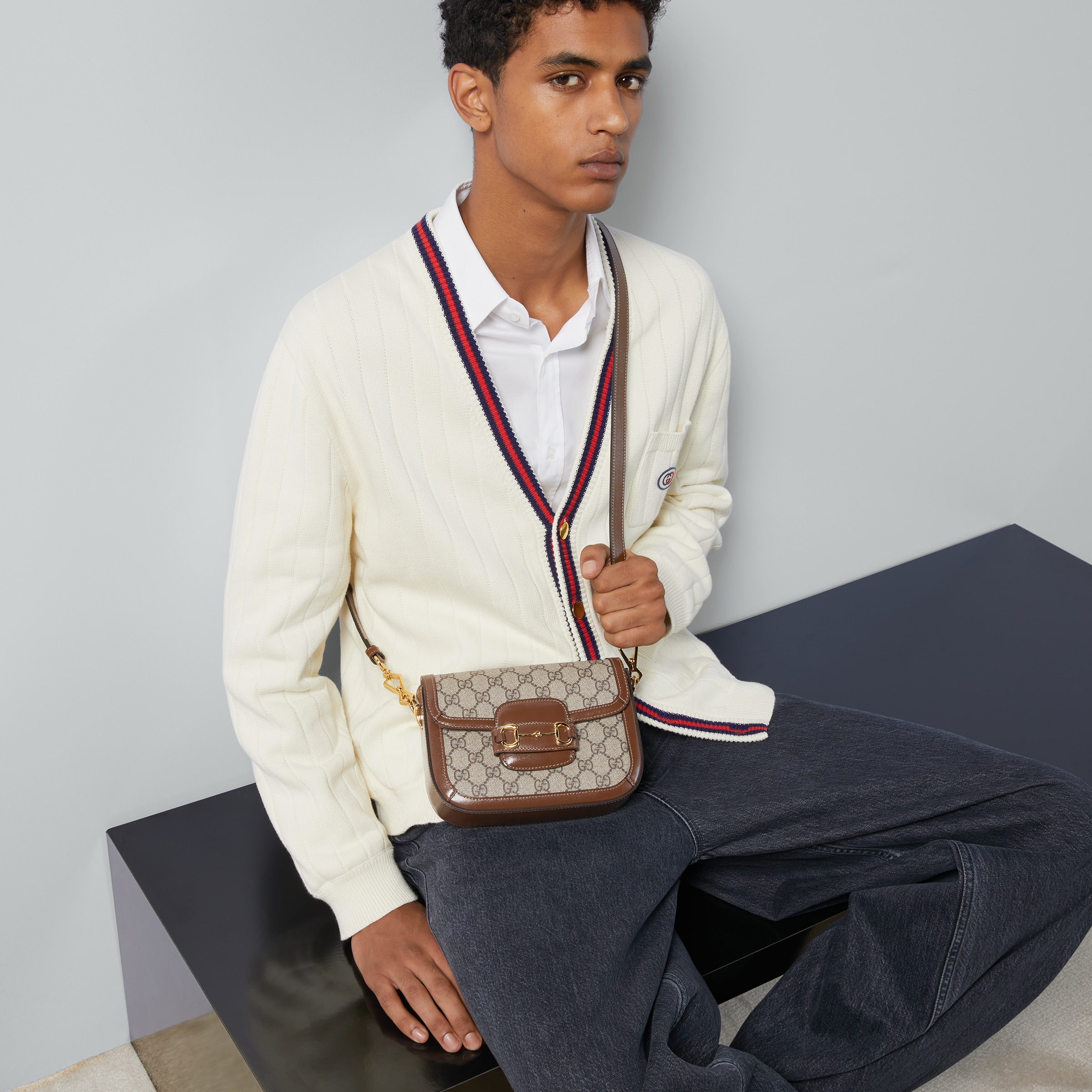 GG Supreme帆布Gucci Horsebit 1955系列小号肩背包 -古驰GUCCI中国官方网站