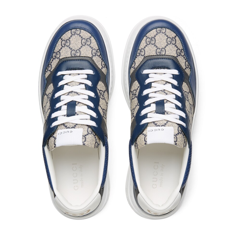 米色和蓝色Supreme帆布男士GG厚底运动鞋 -古驰GUCCI中国官方网站